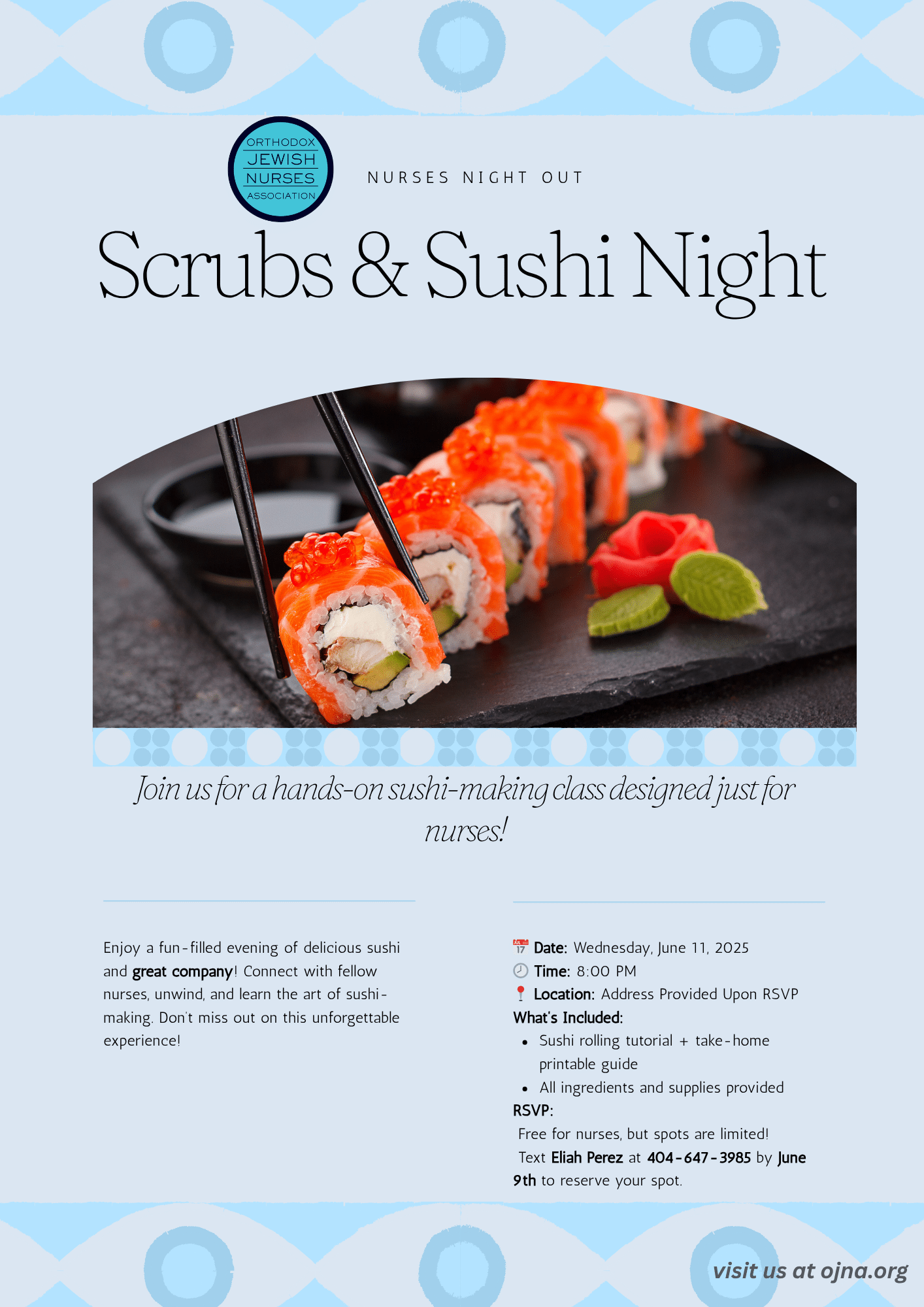 Scrubs & Sushi Night – Orthodox Jewish Nurses Association